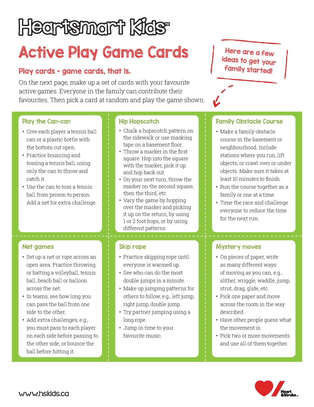 Active Play Game Cards - HeartSmart Kids™