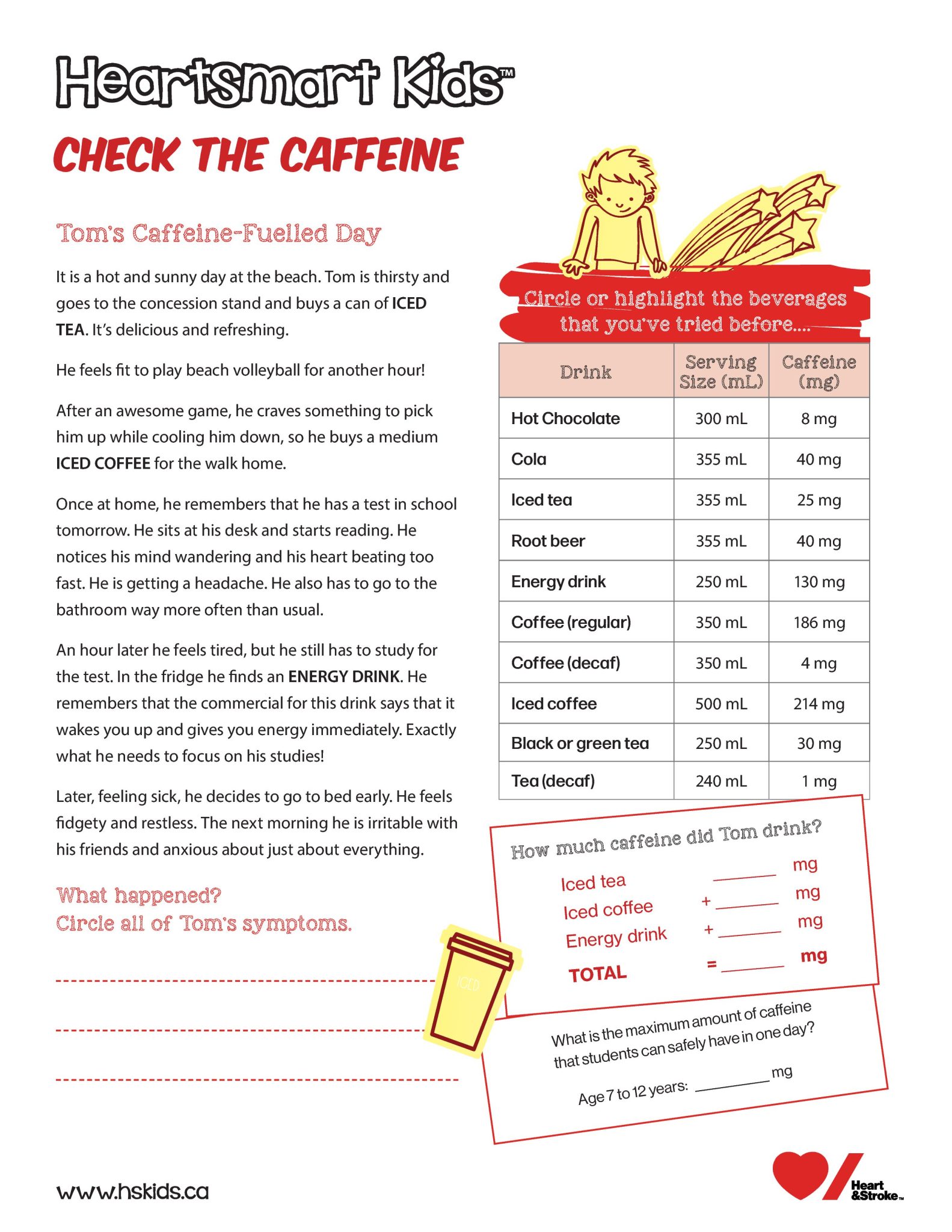 check the caffeine! - HeartSmart Kids™