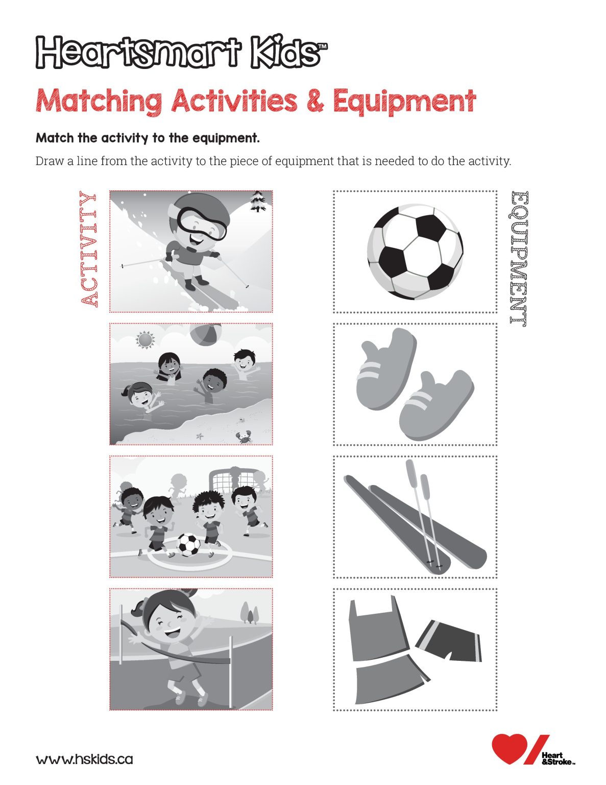 Matching Activities & Equipment - HeartSmart Kids™